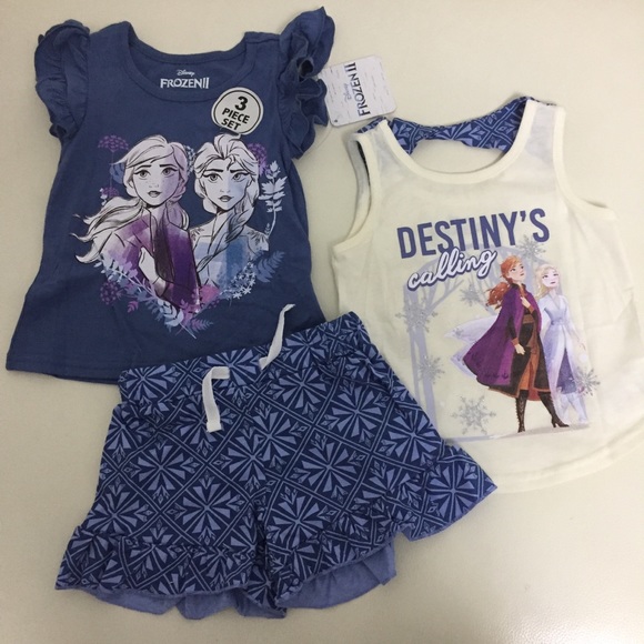 Disney | Matching Sets | Disney Frozen Elsa Anna 3pc Shorts Set | Poshmark